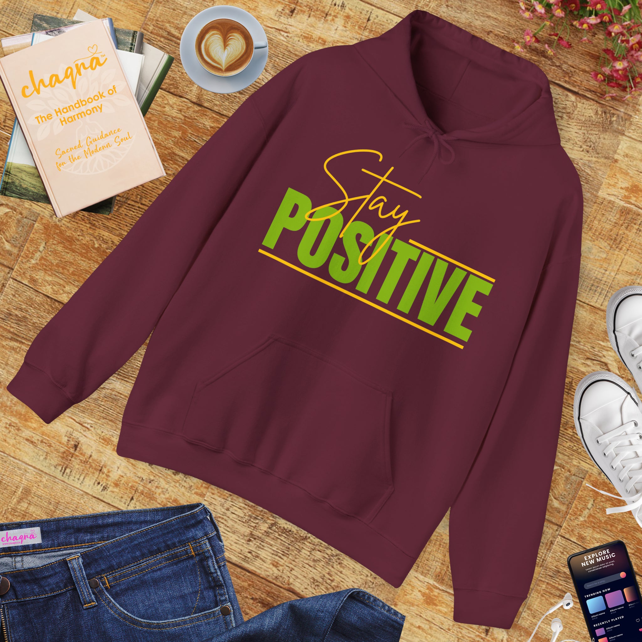 🌞STAY POSITIVE Hoodie — Radiate Light, Wear Your Energy 🔥 – CHAQRA